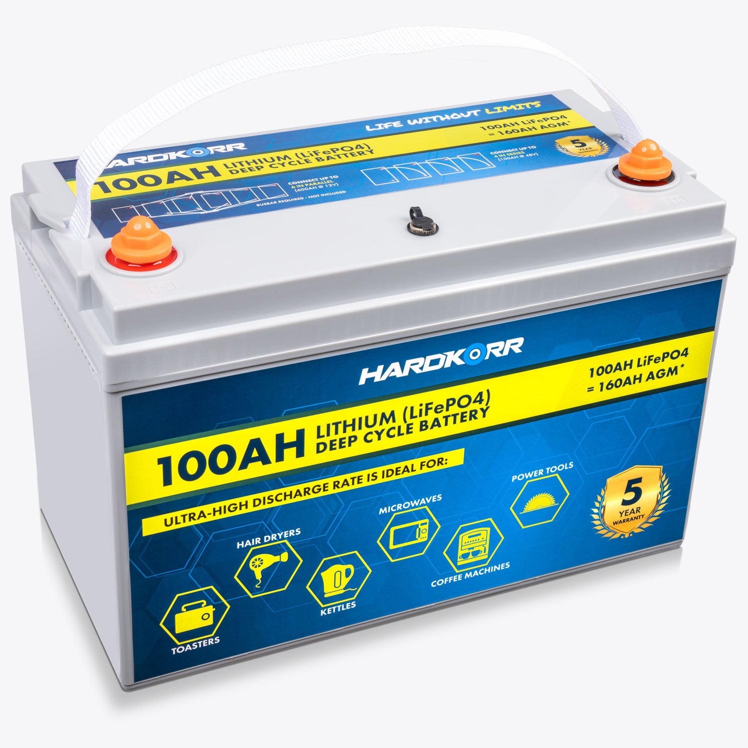 100Ah Lithium (LiFePO4) Deep Cycle Battery – HARDKORR