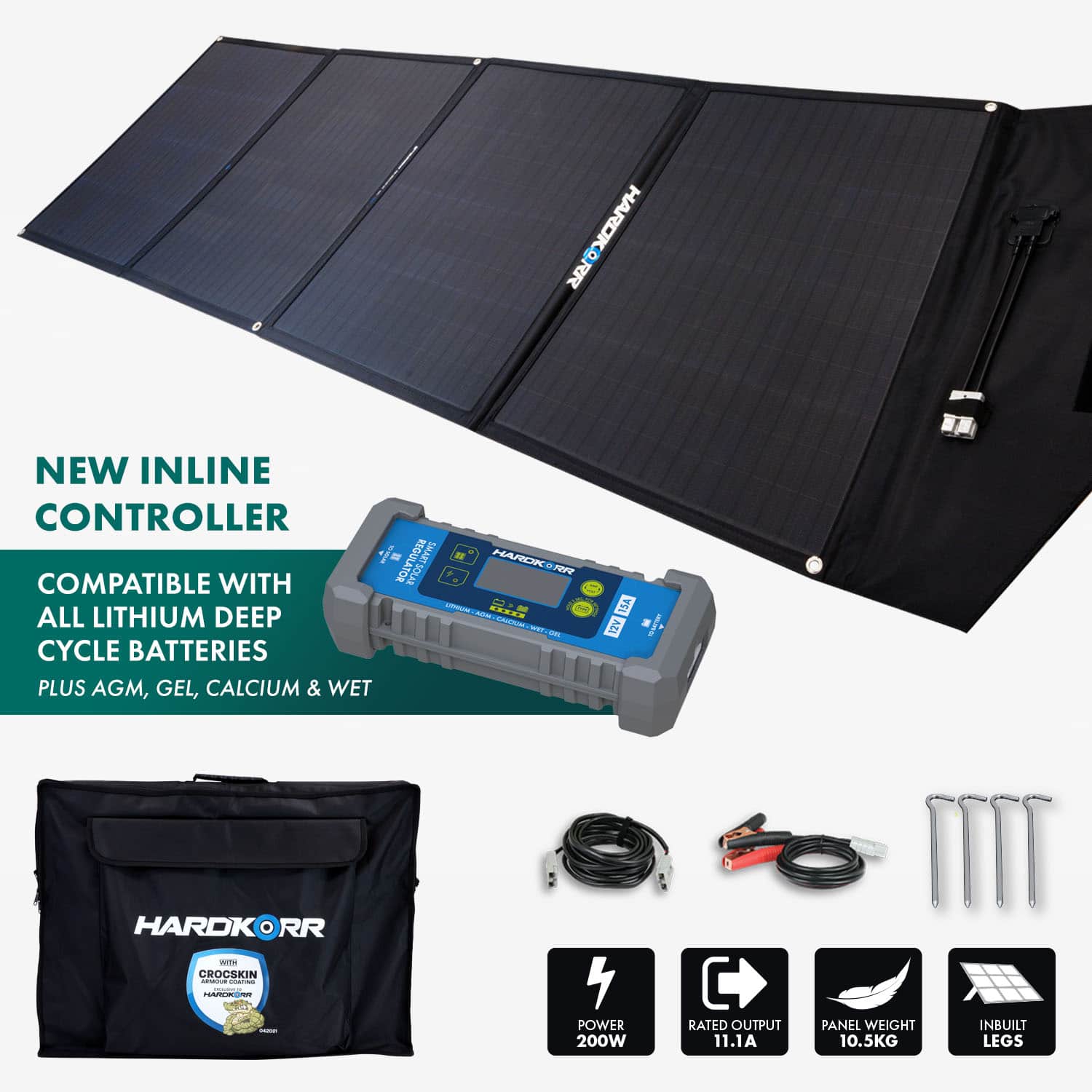 200w Heavy Duty Portable Solar Mat with 15A Smart Regulator - Hardkorr ...